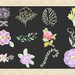 Chalkboard Colorful Floral Clip Art*chalk Flowers Clipart*chalk Leaves ...