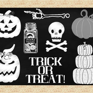 Halloween Chalkboard Clip Art, Pumpkins, Ghosts (51 PNG Files) - Etsy