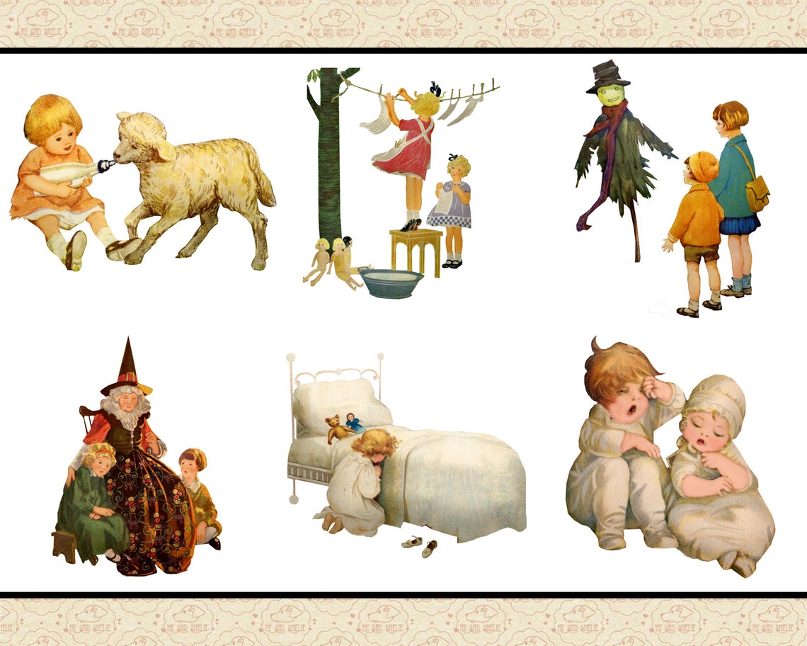 Vintage Children Clipart Mother Goose Nursery Rhymes Fairy - Etsy