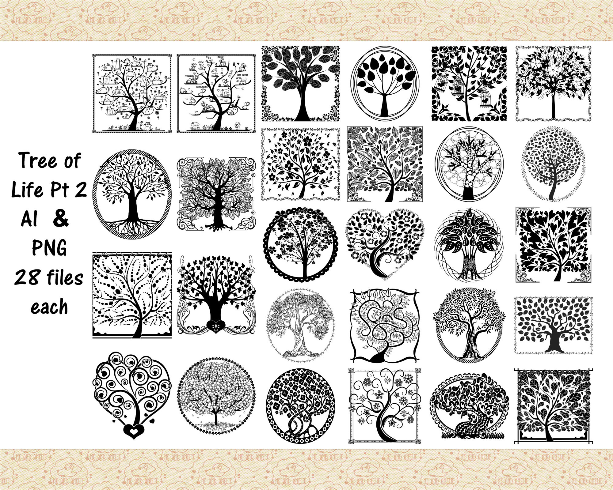 Tree of Life Silhouettes Part 2 AI vector & PNG they Are - Etsy