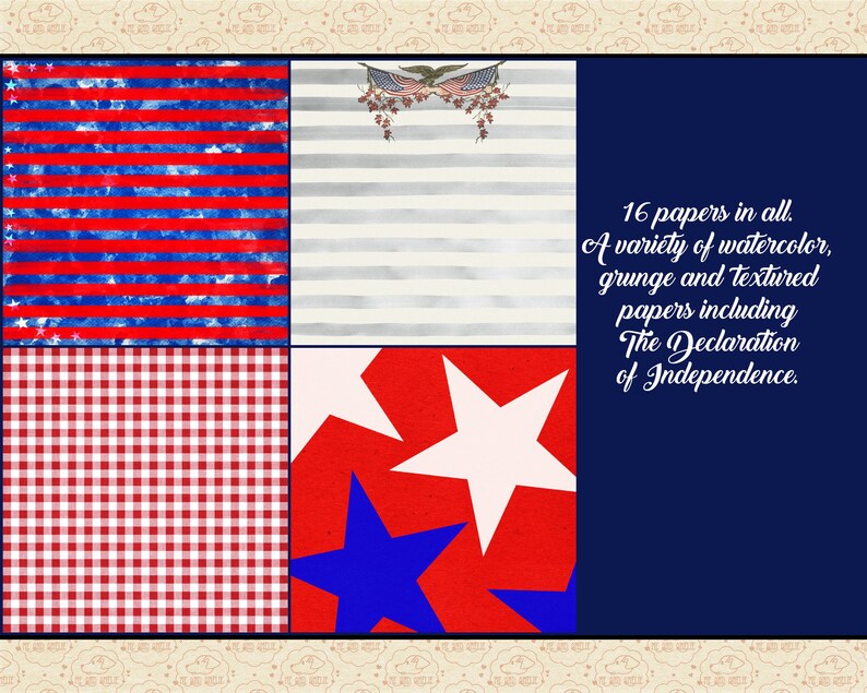 4th of July Digital Papers, Patriotic USA, Watercolor Independence Day ...