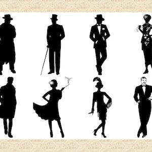 Gatsby Flappers & Mobsters, AI EPS PNG, (no Svg)roaring 20s, 1920s ...