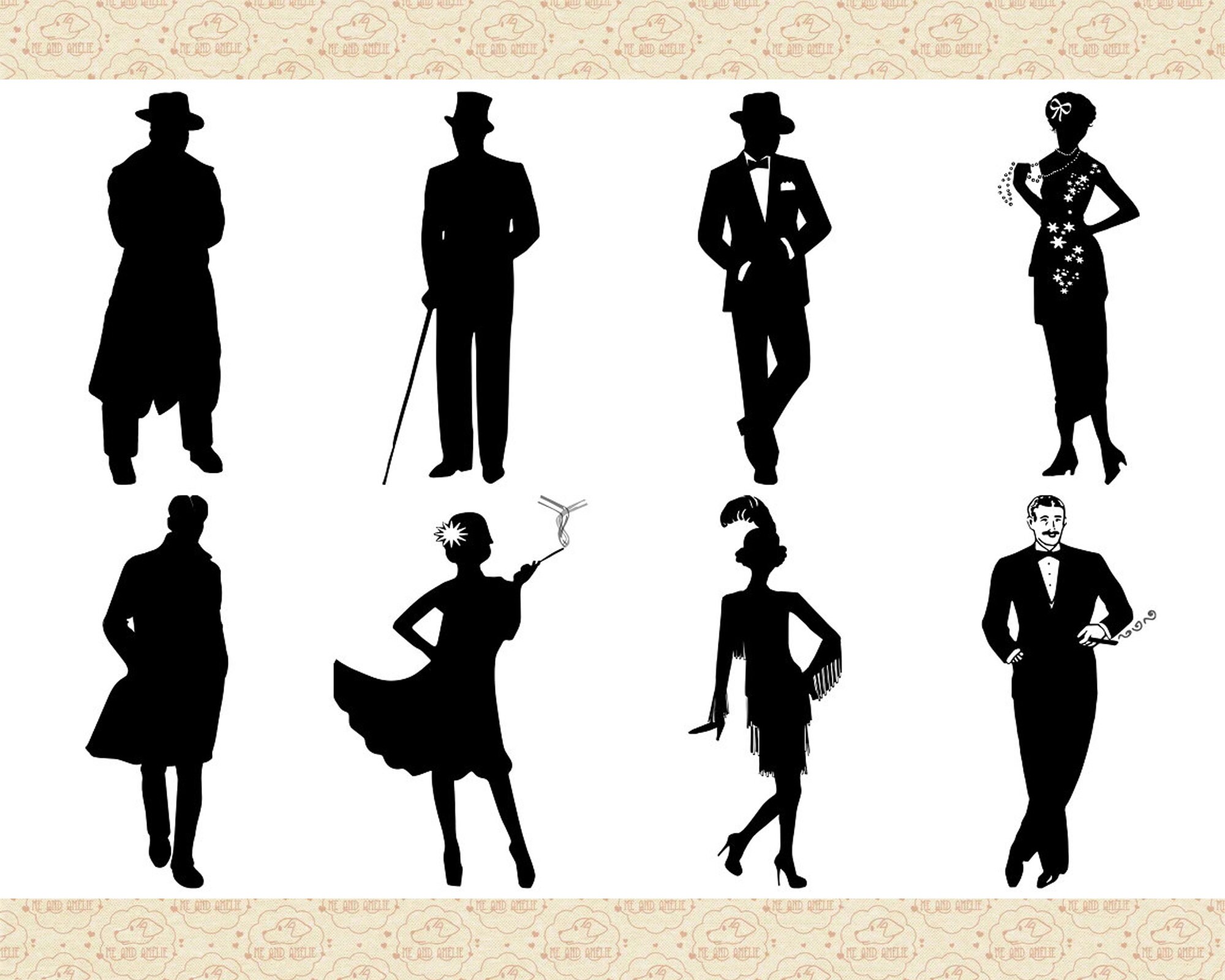 Gatsby Flappers & Mobsters, AI EPS PNG, (no Svg)roaring 20s, 1920s ...