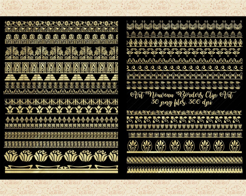 Art Nouveau Gold Foil Dividers Clip Art Gold Foil Borders - Etsy