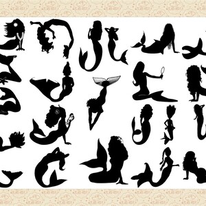 Mermaid and Sea Life AI EPS (vector) & Png, (not SVG) Mermaid Clipart ...