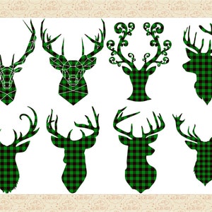 Green Buffalo Plaid Deer & Antler AI EPS Png(no Svg) Lumberjack Plaid ...