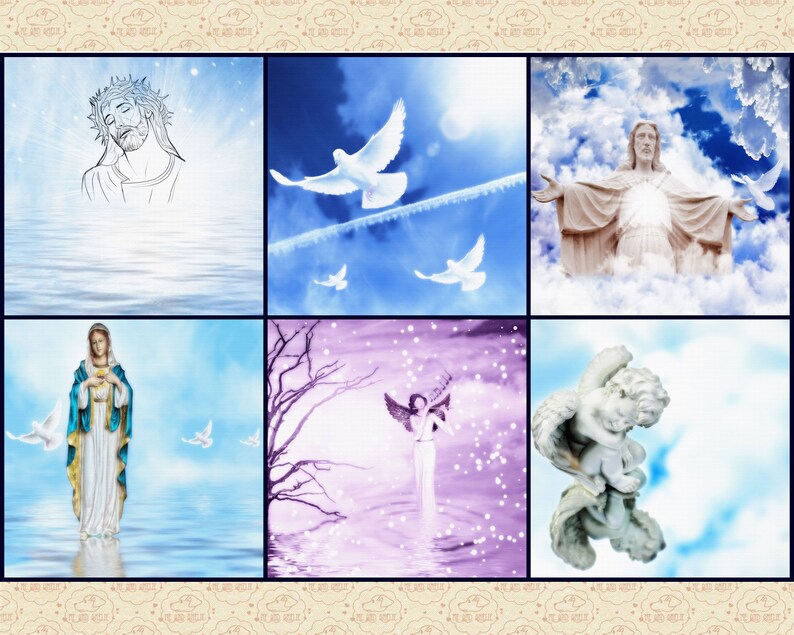 Religious Spiritual Glow Effect Digital Papers Jesus Virgin - Etsy