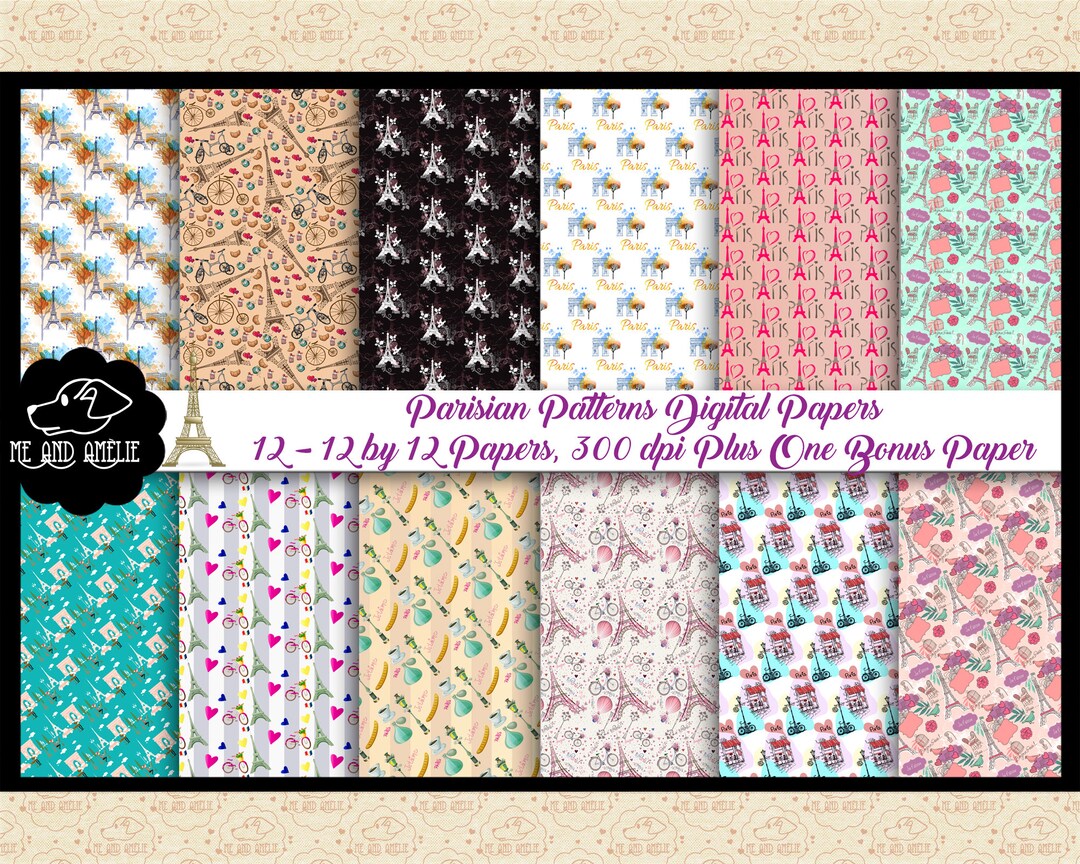 SALE 99 CENTS French Parisian Patterns Digital Papers, PLUS 1 B0NUS ...