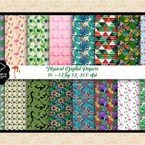 Tropical Patterns Digital Papers, Summer Wallpaper & Scrapbooking, Palm ...