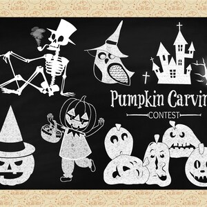 Halloween Chalkboard Clip Art, Chalk Pumpkins, Haunted House, Chalk ...