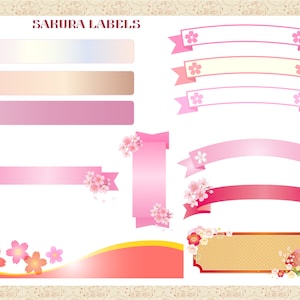 Sakura Borders, Labels, Banners and Corners Clip Art, Japanese Sakura ...