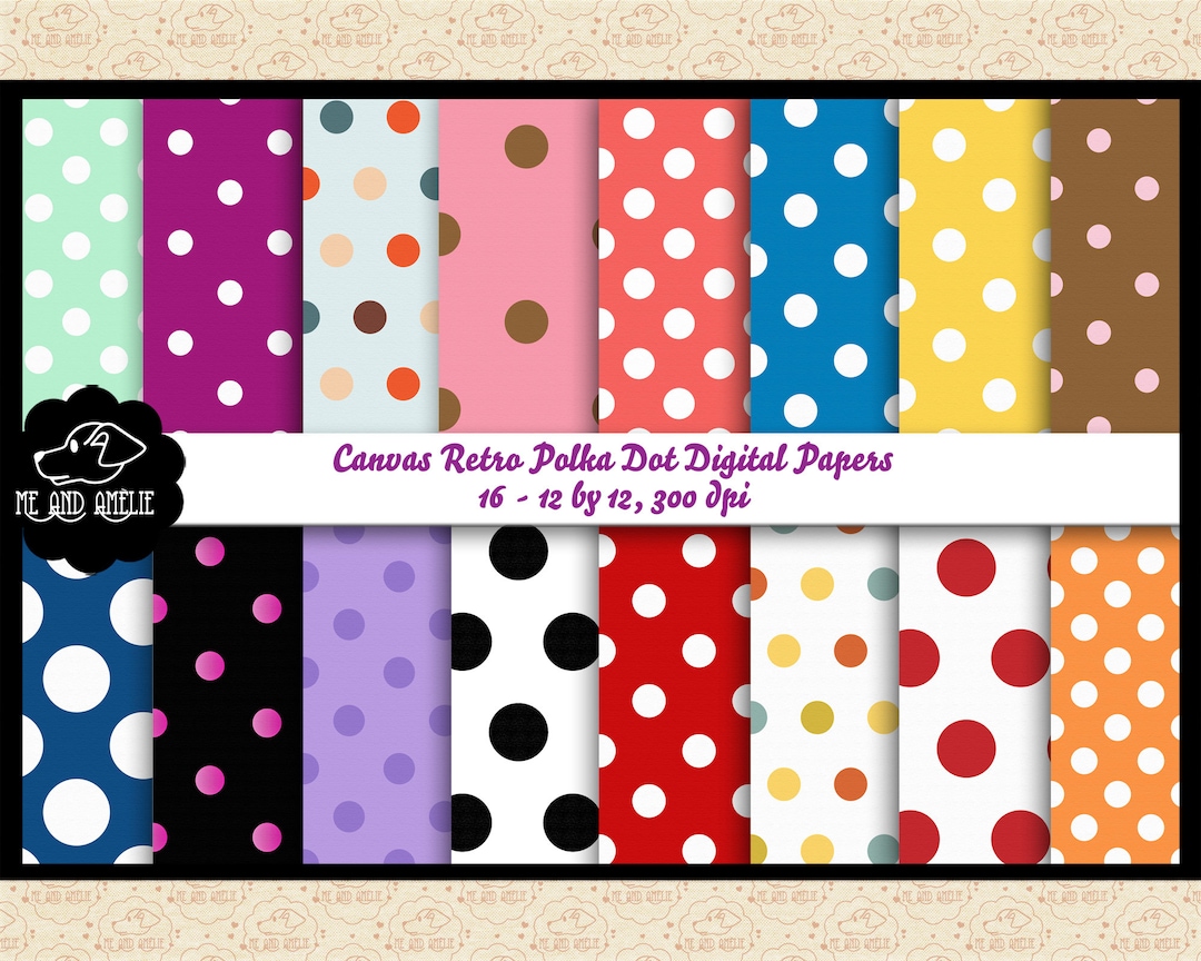 1960s Retro Polka Dot Digital Papers, Hippie Background, Mid Century ...