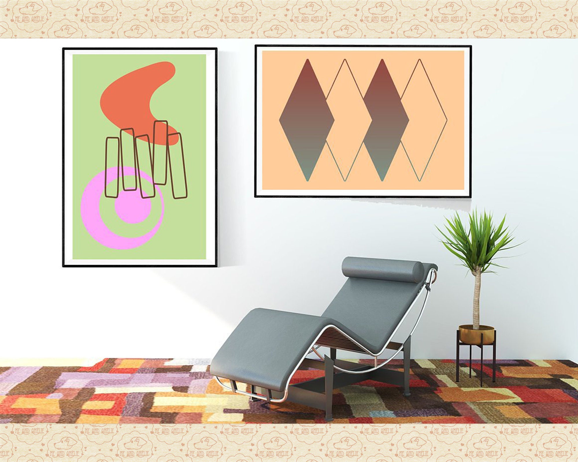 Retro Mid Century Design Elements and Shapes AI EPS Vector (not SVG ...