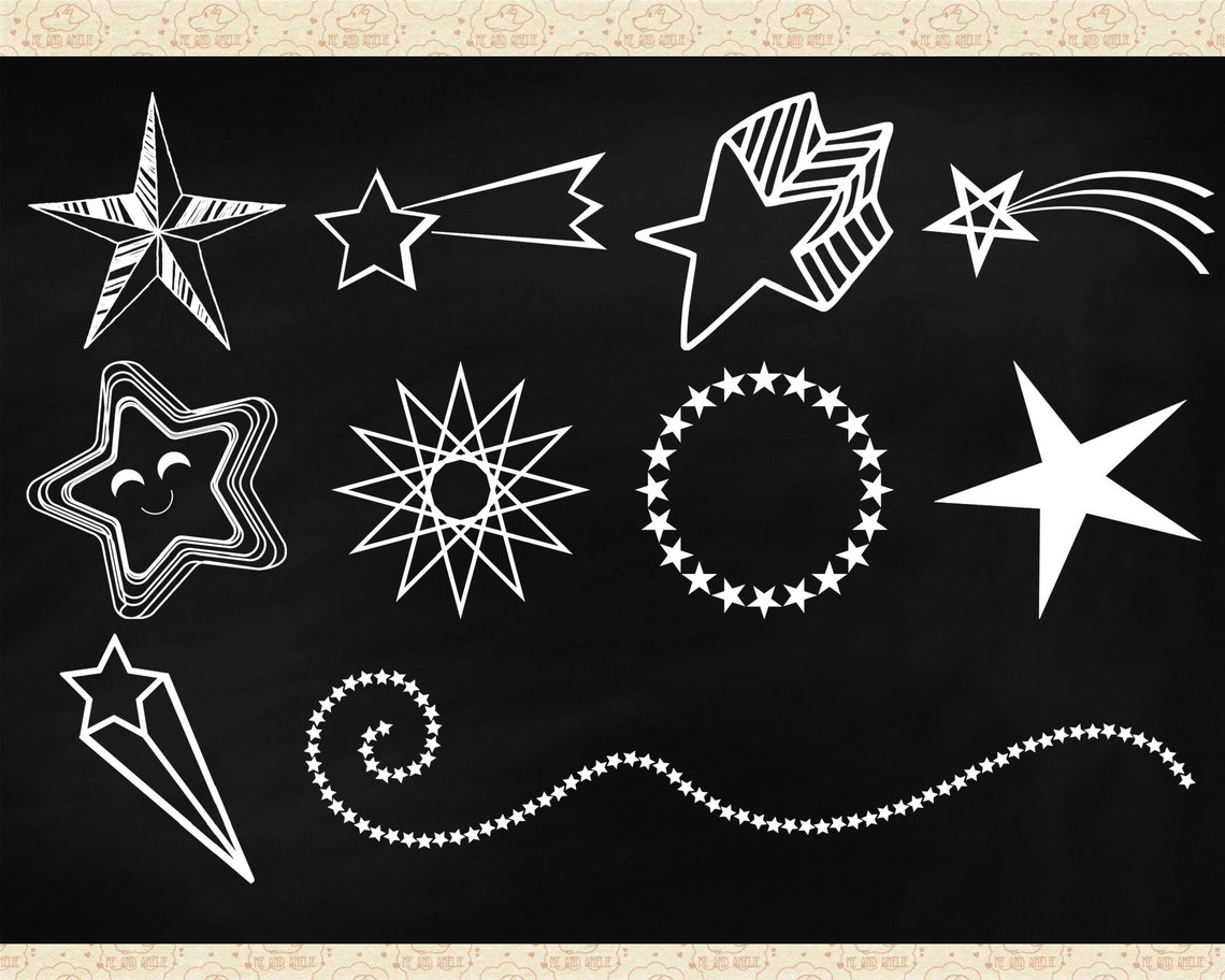 Chalkboard Stars Clipart Chalk Star Bunting Chalk Star - Etsy