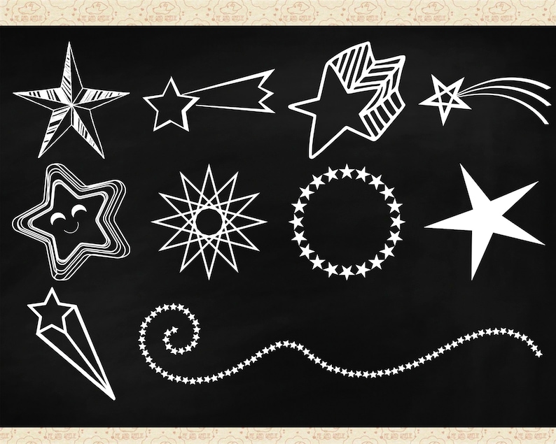 Chalkboard Star Clipart, Bunting, Swirls (PNG Files) - Etsy