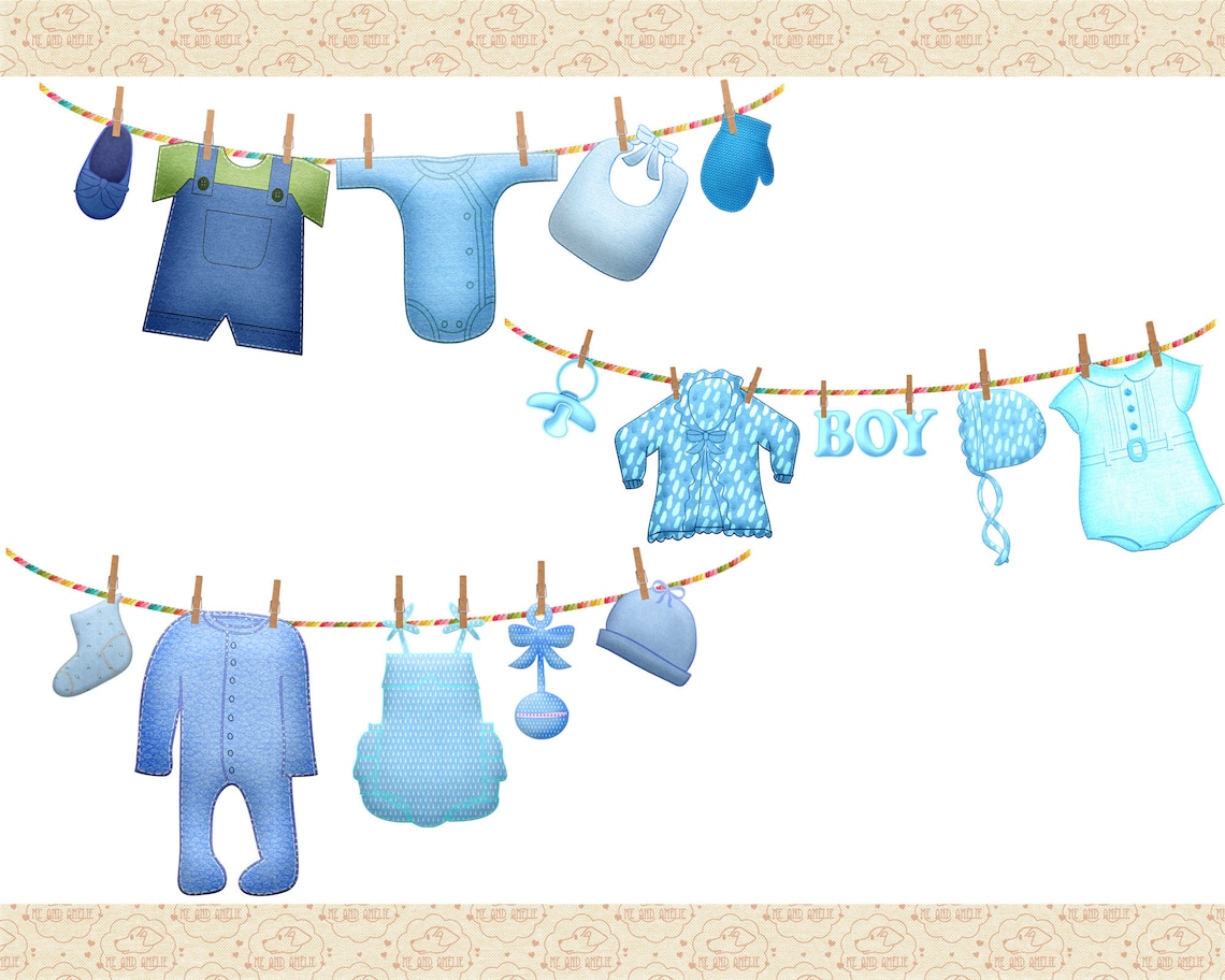 Baby Boys Clothes Line Clip Art Clothes Hanging to Dry for - Etsy