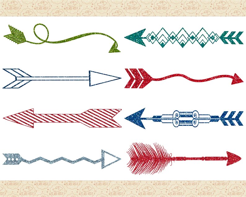 Glitter Colorful Arrows Clipart Bohemian Clipart Tribal | Etsy