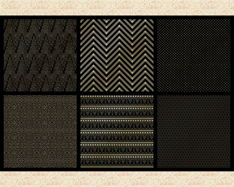 Black and Gold Foil Variety Digital Papers Black With Gold - Etsy