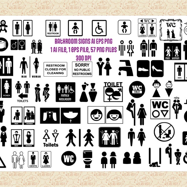 Restroom Signs Etsy
