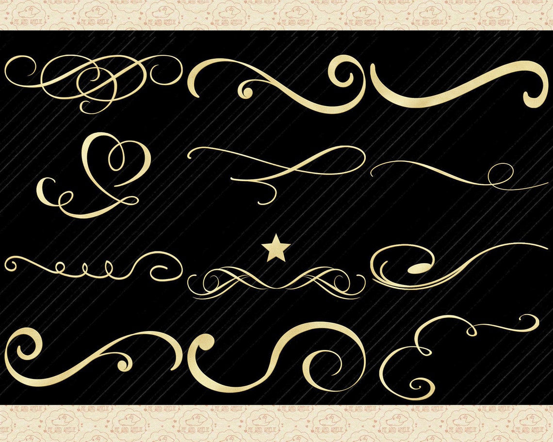 Gold Foil Flourishes & Swirls Clip Art Border Clip Art - Etsy