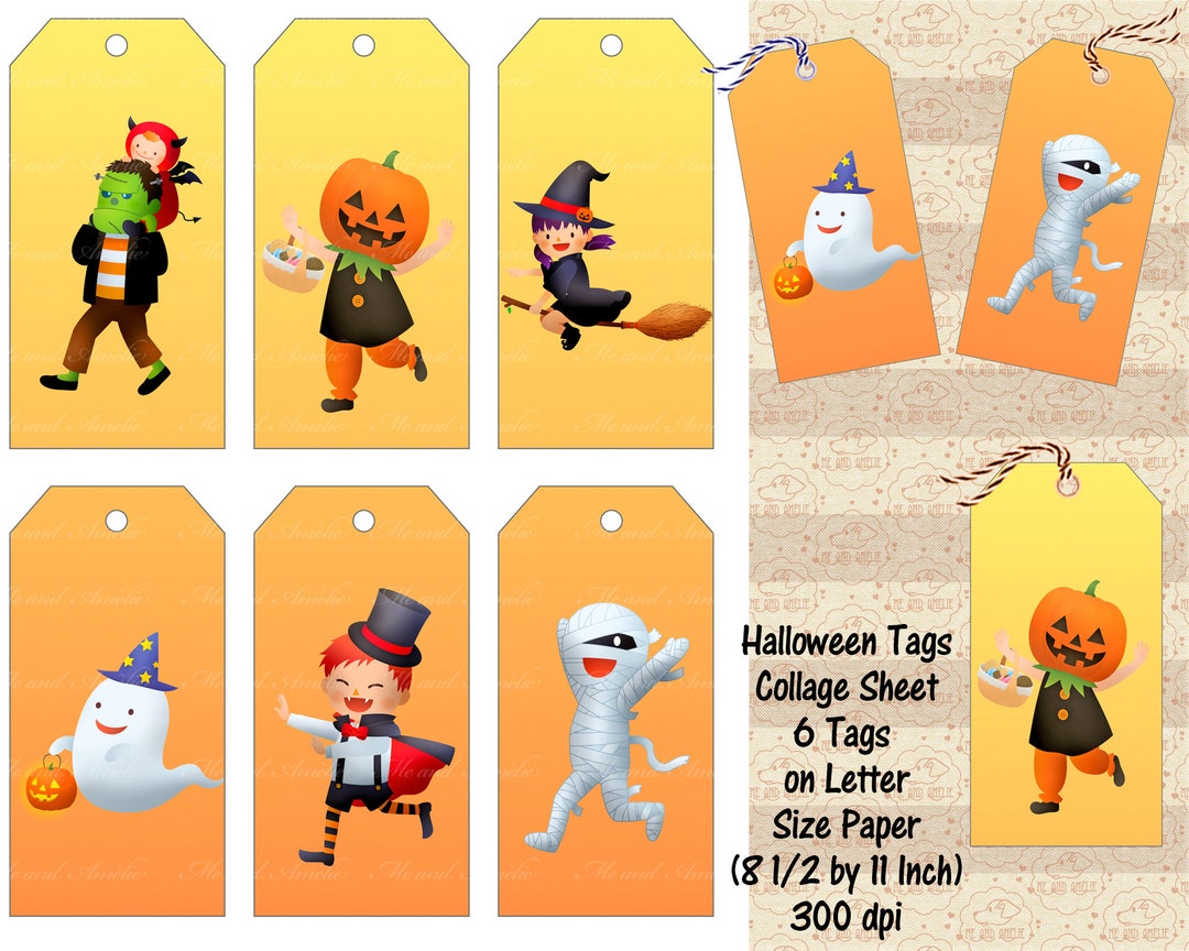 Halloween Gift Tag Collage Sheet, Printable Tags (digital Download) - Etsy