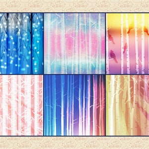 SALE 99 CENTS Birch Tree Digital Papers, Woodland Dreamy Forests, Some ...