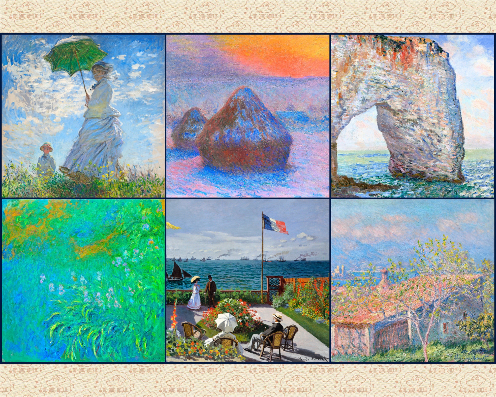 Monet's Impressionist Paintings Digital Papers Claude - Etsy