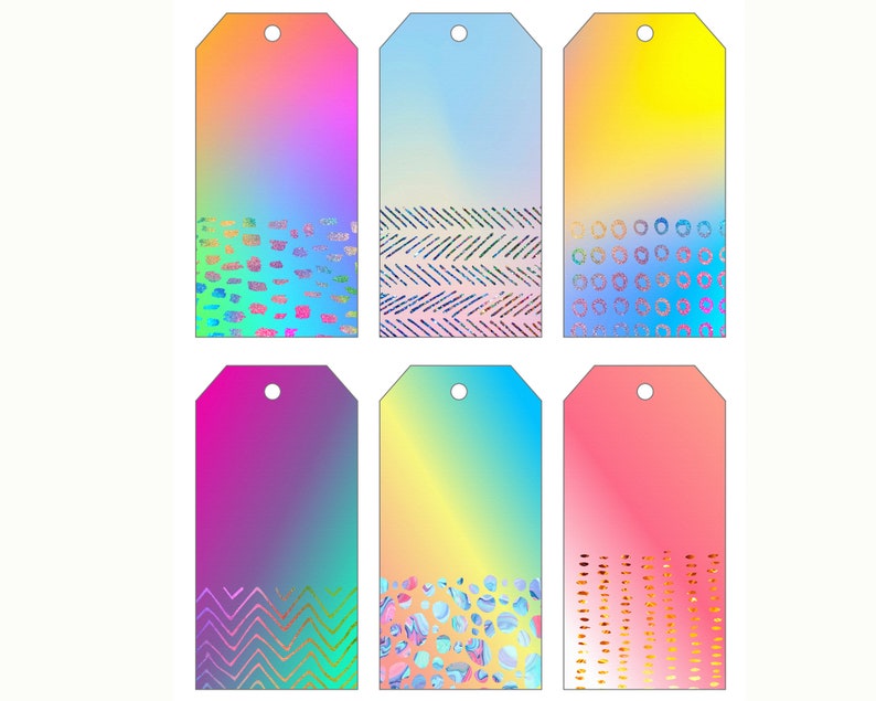 Abstract Gradient Collage Gift Tags Party Favors Rainbow - Etsy