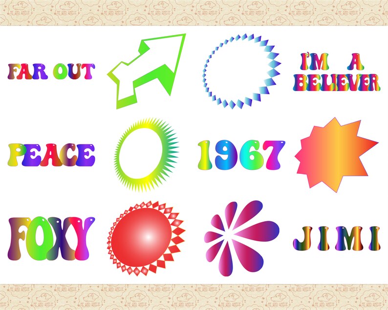 Retro Mid Century 1960s Flower Power AI EPS PNG no Svg | Etsy
