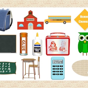 Back to School Clip Art, School Supplies, Paints, Pencils, School House ...