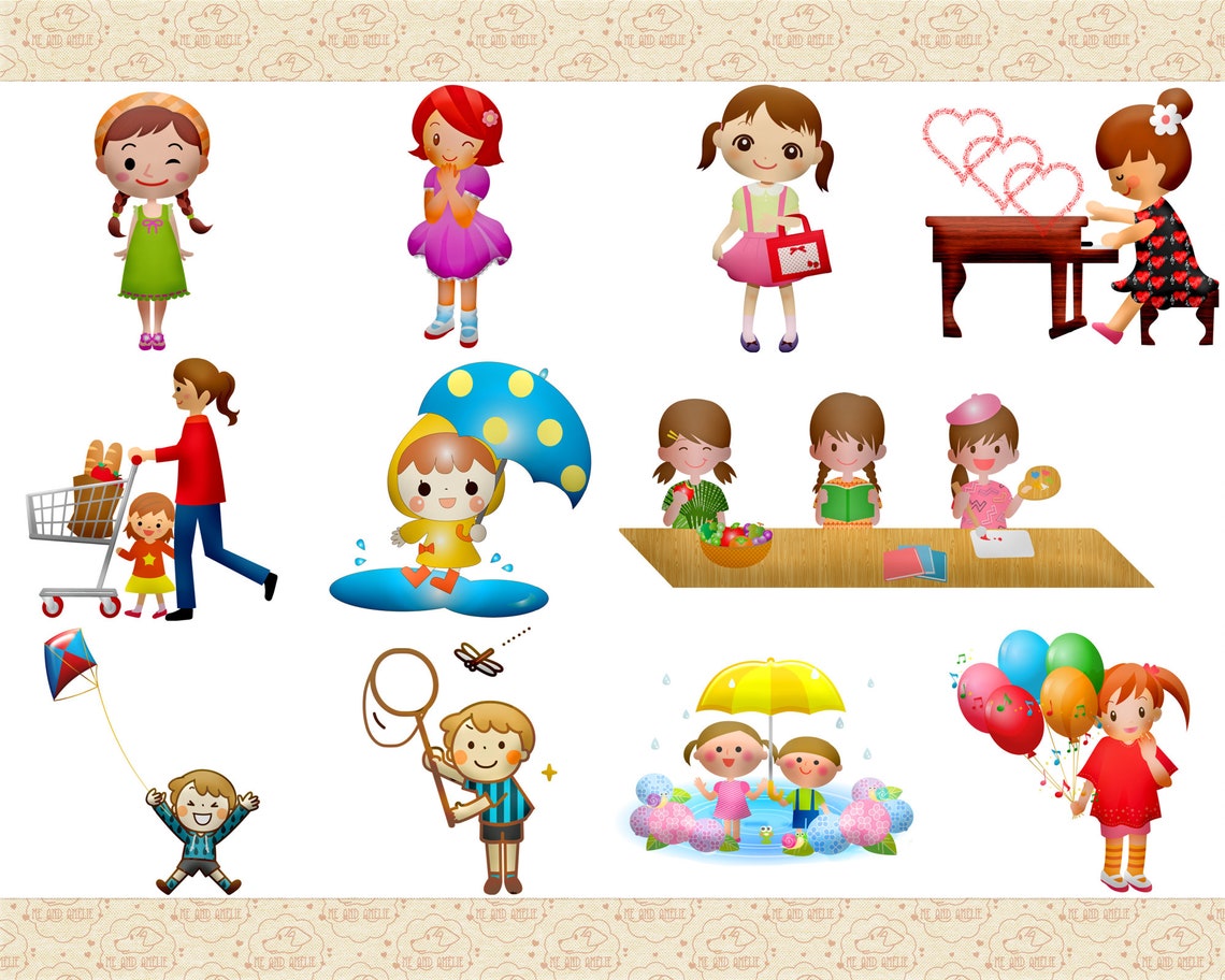 Children Variety Clip Art Teacher & Students Friends Clip - Etsy
