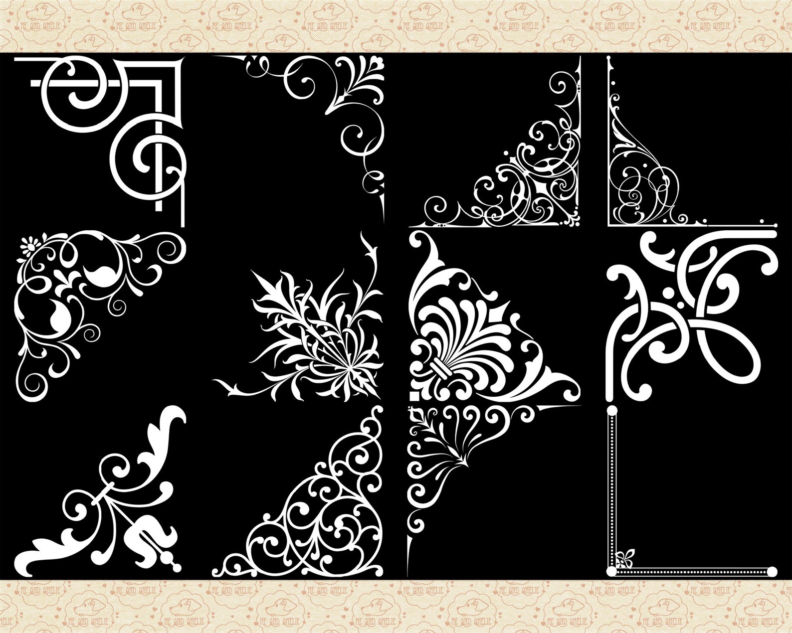 Chalk Corners Clipart Blackboard Overlays Ornamental Corner | Etsy