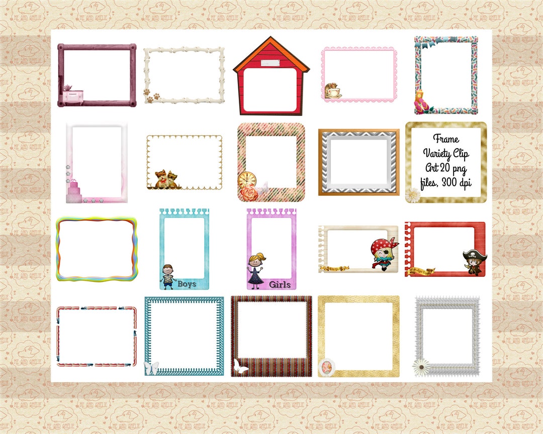 Variety Frames Clip Art, Scrapbook Frames, Vintage Ephemera, Child ...