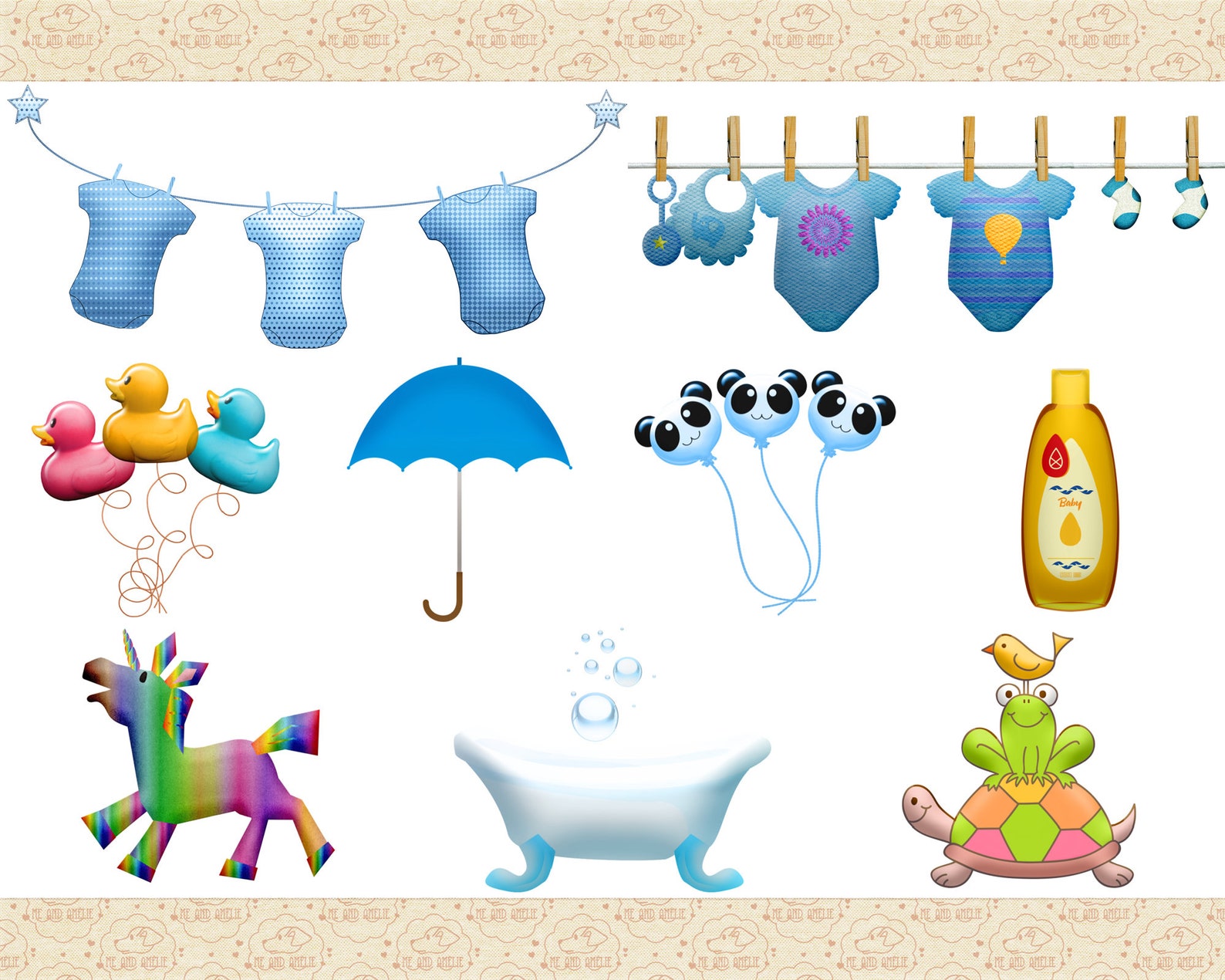 Baby Boy Clip Art Baby Clothes Clipart Baby Toys Baby One | Etsy