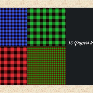 Christmas Plaids Digital Papers, Buffalo Plaid Papers, Lumberjack ...