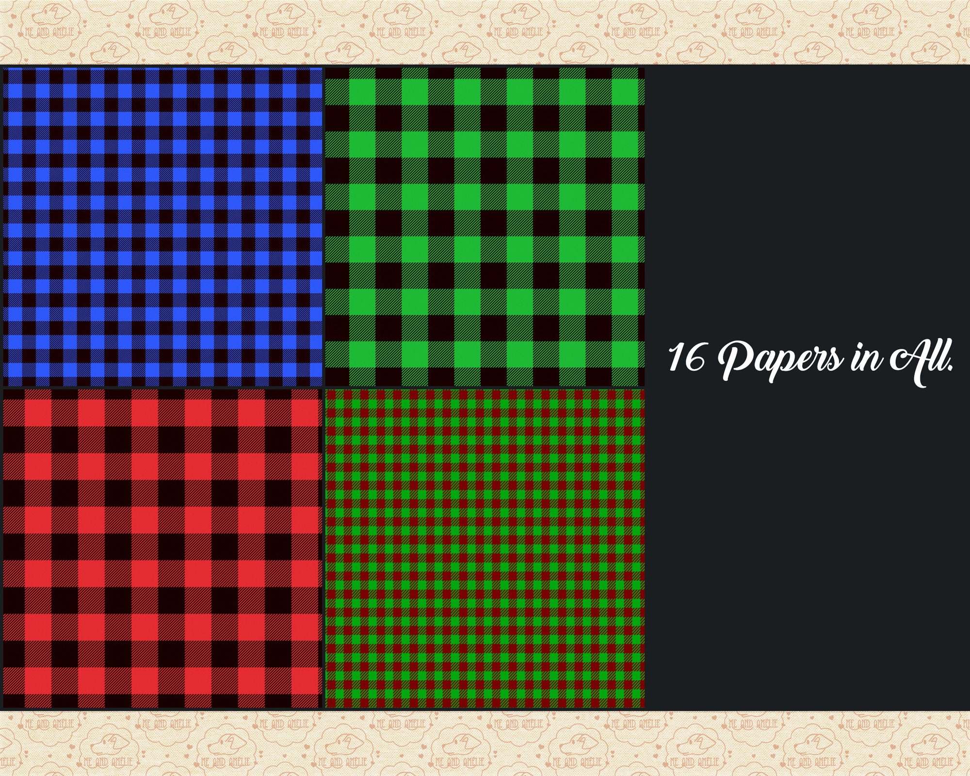 Christmas Buffalo Plaid Digital Paper Set, Farmhouse (digital Download ...