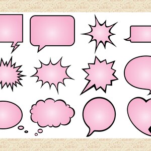 Comic Speech Bubbles AI EPS (no Svg) PNG, Gradient Pink Bubbles ...