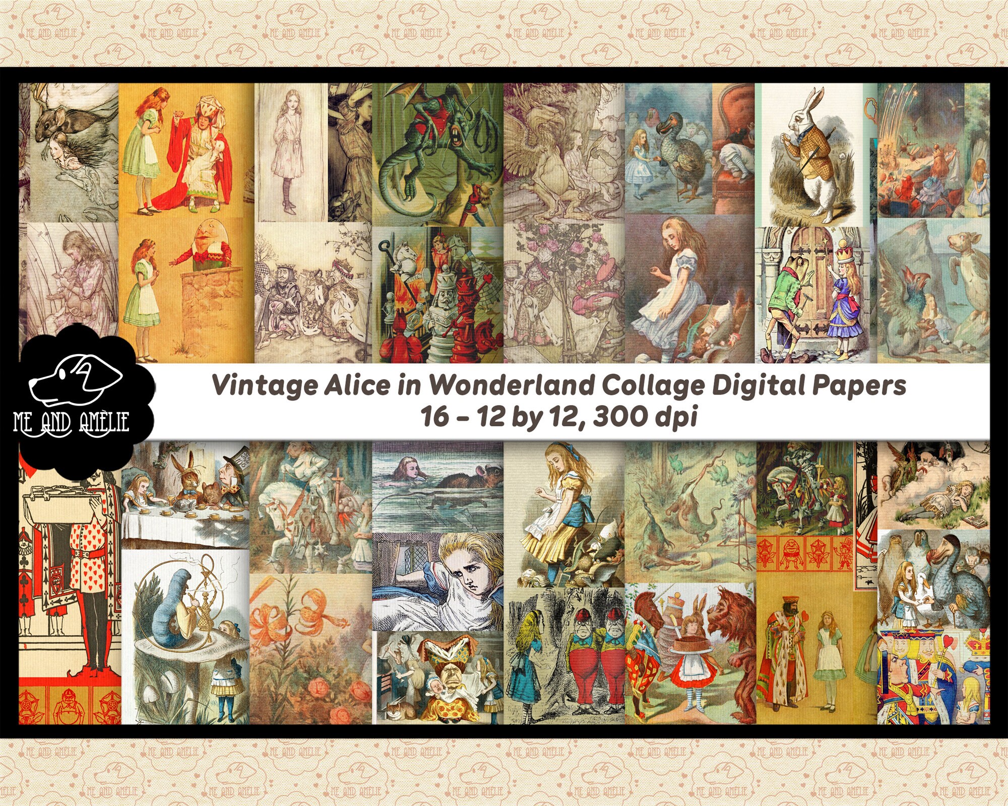 Vintage Alice in Wonderland Collage Digital Paperspublic - Etsy