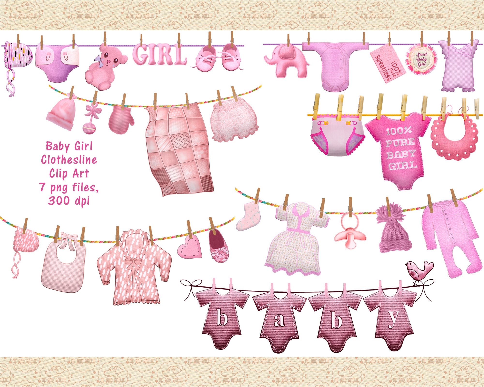 Baby Clothes Clothesline Clipart