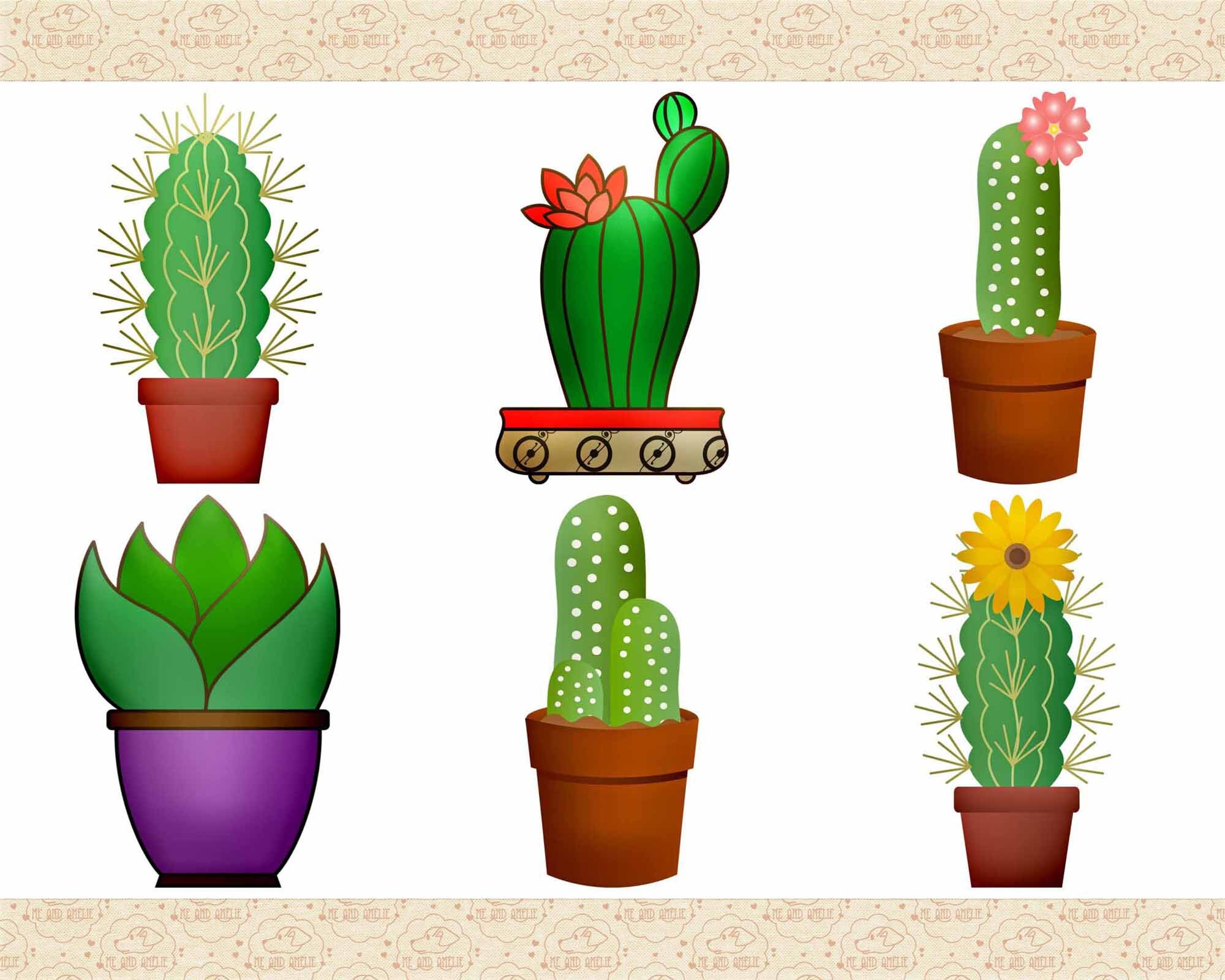 SALE 99 CENTS, Cactus Illustrative Clip Art, Flowering Cactus ...