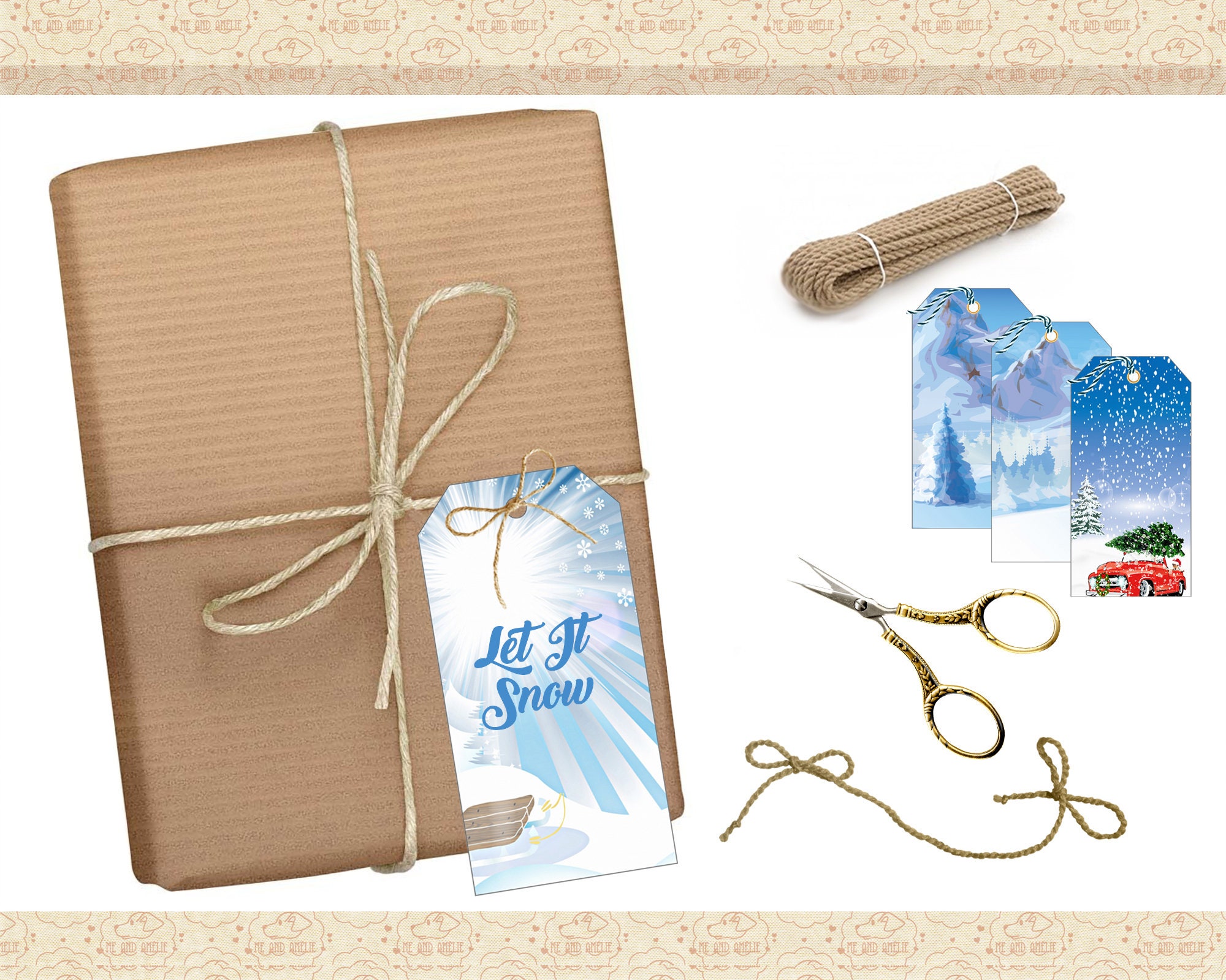 Christmas Winter Gift Tag Collage Sheet (digital Download) - Etsy