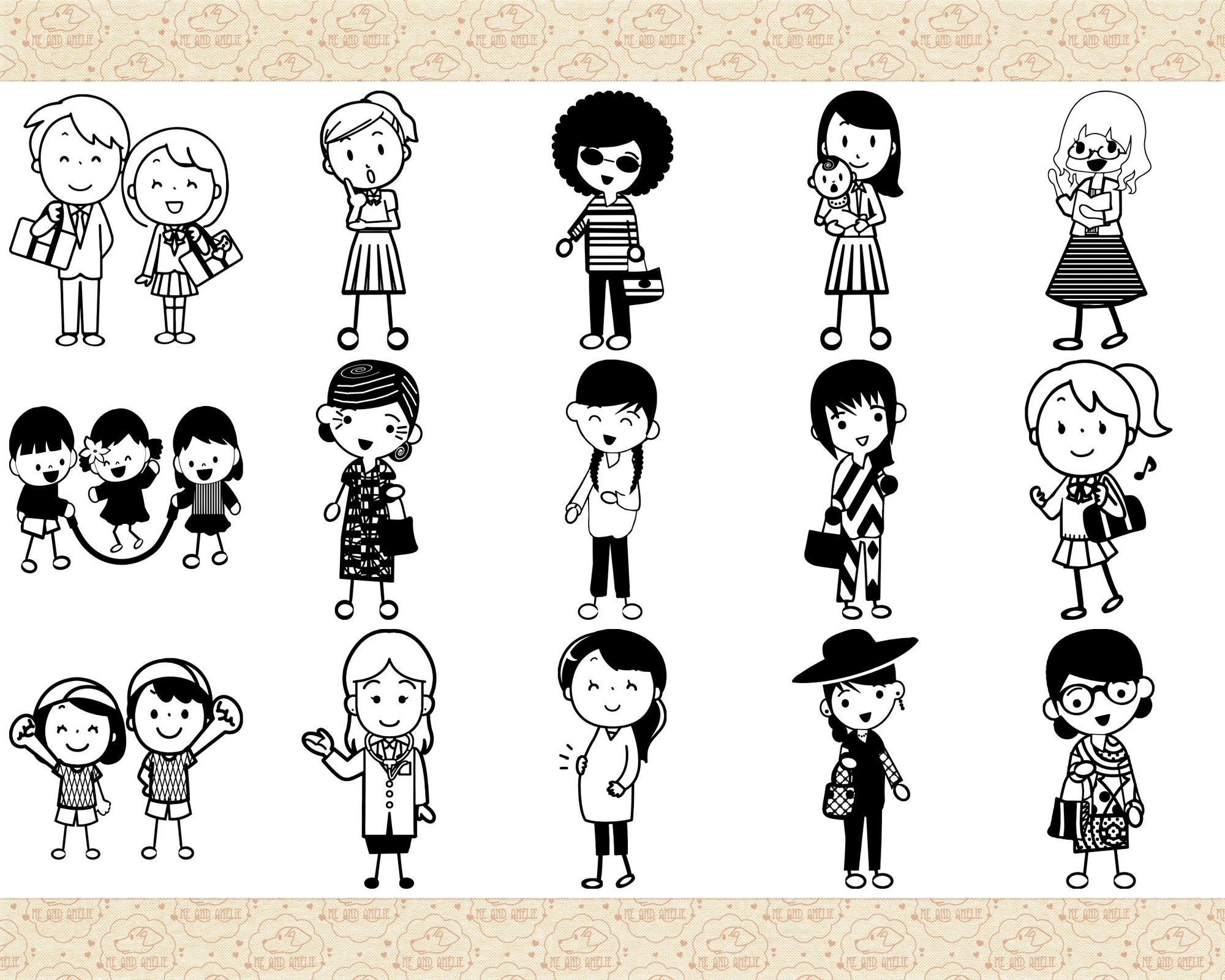 Stick Figures of Many Types AI EPS not Svg & Pngpeople - Etsy