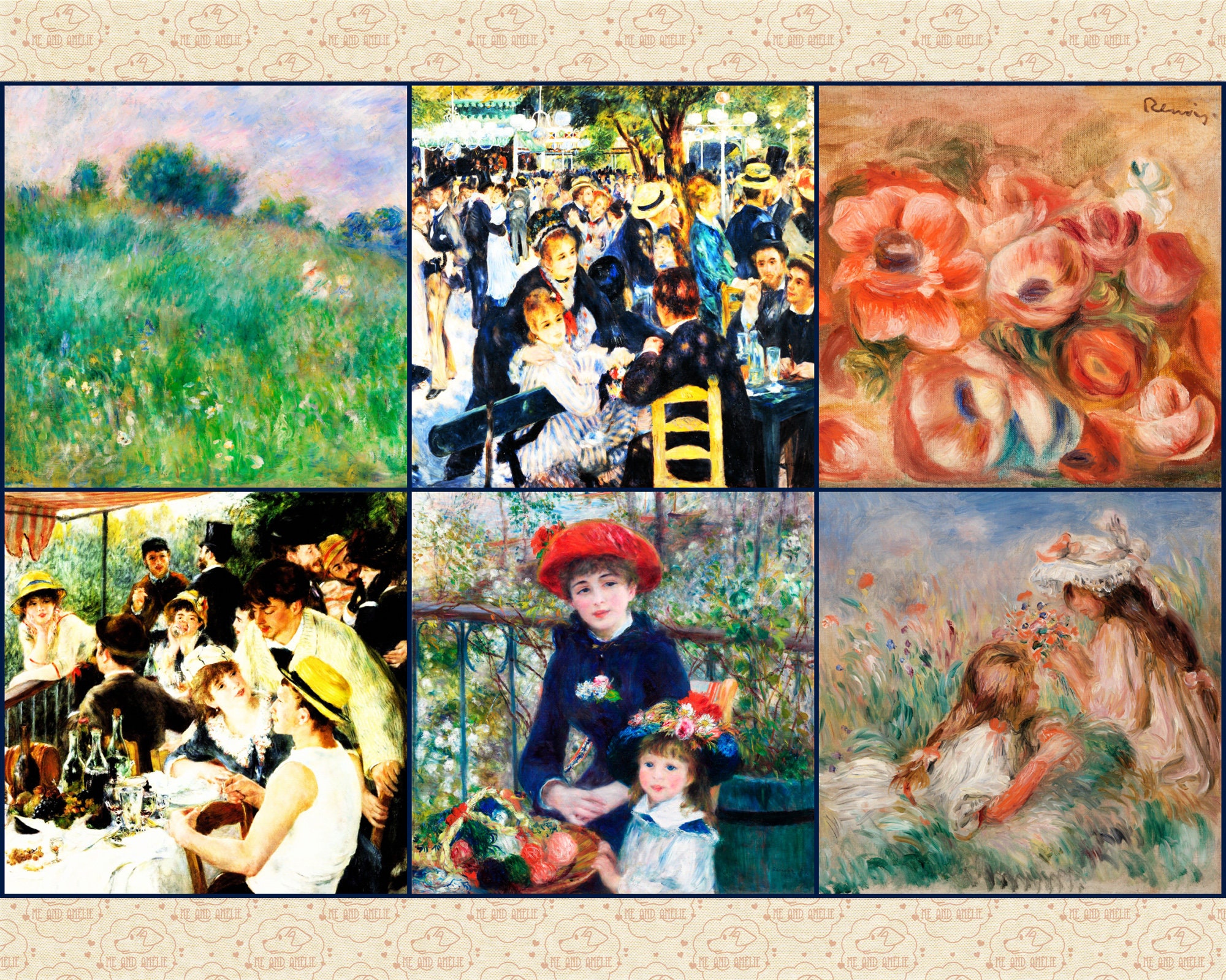 Renoir Impressionist Paintings Digital Papers Pierre-auguste - Etsy