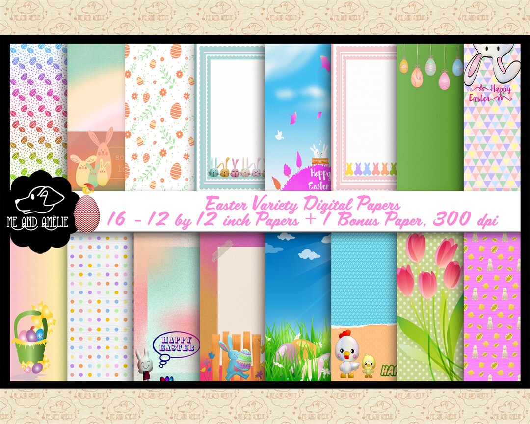 Easter Digital Paper Pack, Bunnies, Chicks, Gnome (digital Download) - Etsy