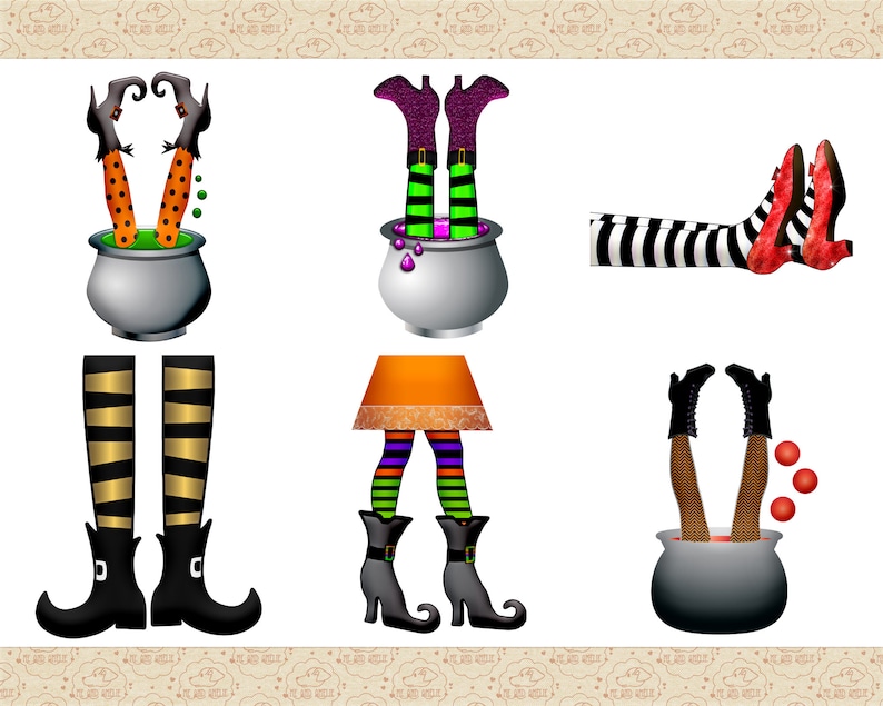 Witch Legs Halloween Clipart, Ruby Red Slippers (PNG Files) - Etsy