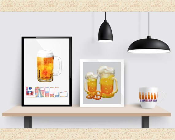 Beer Borders Beer in Glasses Clip Art I Love Beer Watercolor Beer Clip ...