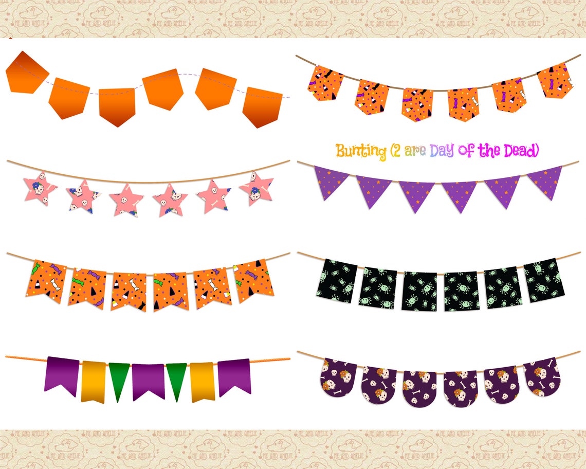 Halloween Balloons Confetti & Bunting Clipart Spider - Etsy