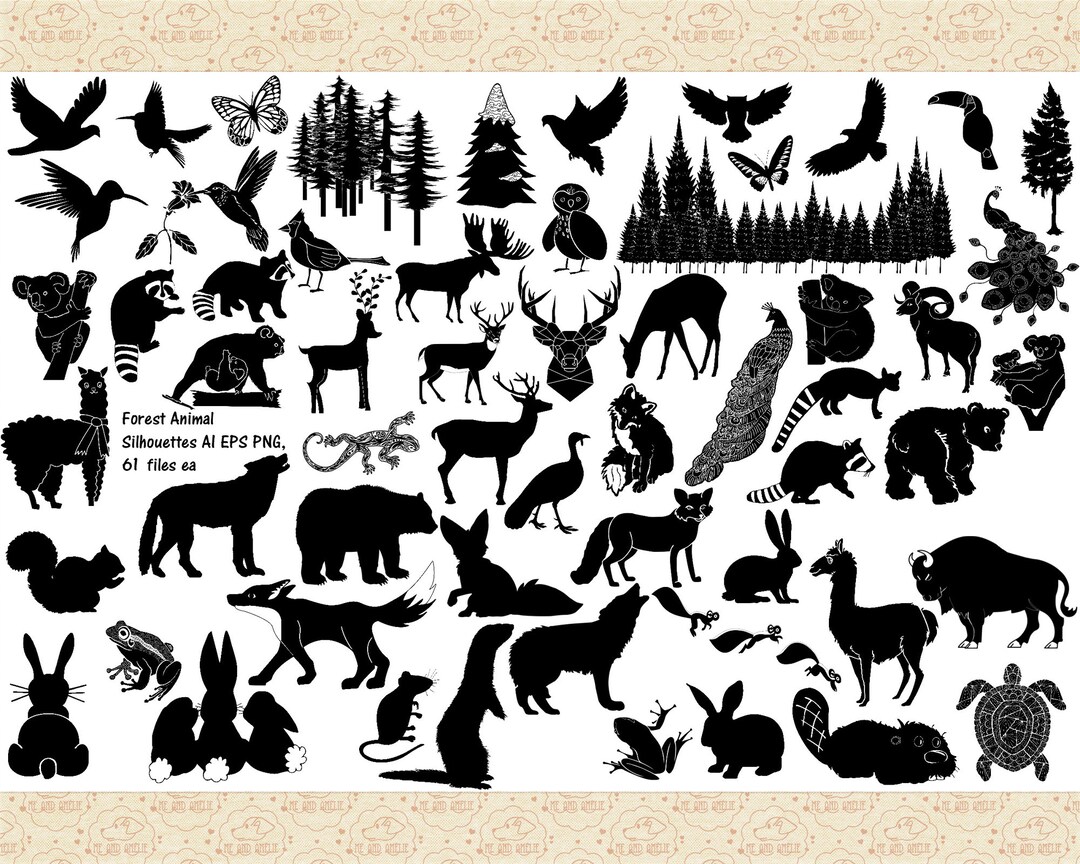 Forest Animals & Elements AI Vector (no SVG) and PNG Files, Animals and ...
