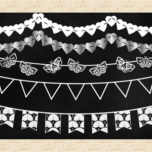 Chalk Bunting Doodles Clipart, Chalkboard Clipart, Chalk Banner Clip ...