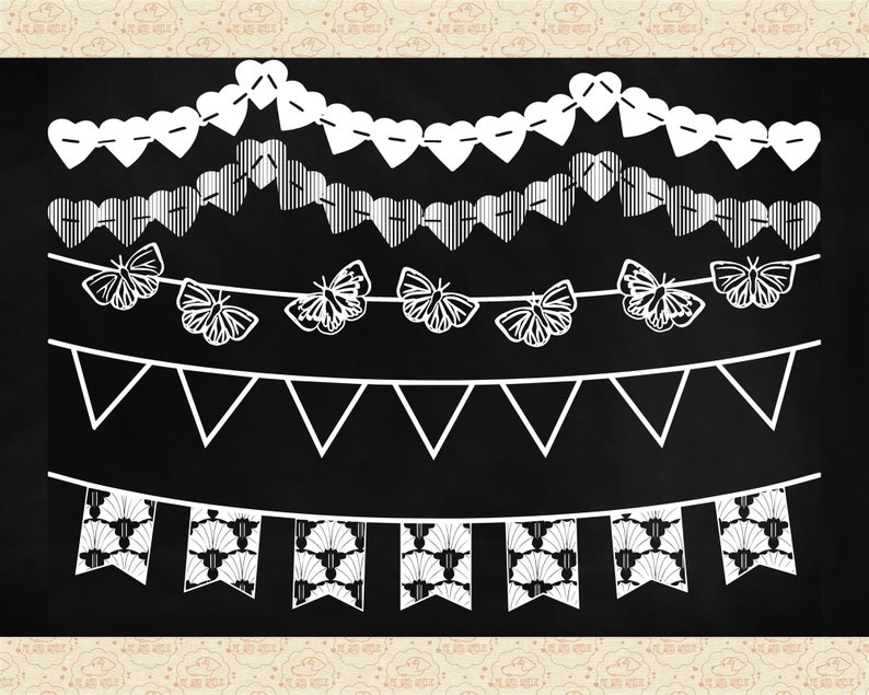 Chalk Bunting Doodles Clipart Chalkboard Clipart Chalk - Etsy